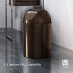 Umbra Mezzo Swing-Top Waste Can, 2.5-Gallon (10 L), Bronze