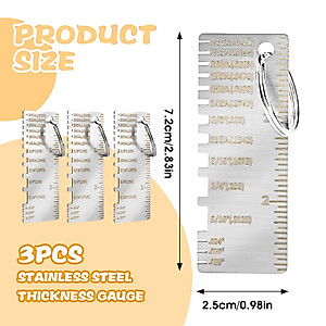 Lusofie 3Pcs Metal Gauge Thickness Tool, Stainless Steel Mini Portable Metal Sheet Thickness Gauge Material Wire Thickness Gage