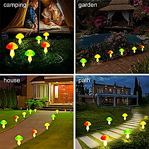 Solar Mushroom Lights Outdoor Waterproof, LED Landscape Lights Pathway Lights Solar Powered with 6 Cute for Garden, Yard, Path, Fence, Lawn, Christmas and Wedding Decoration, Mushroom-multicolour