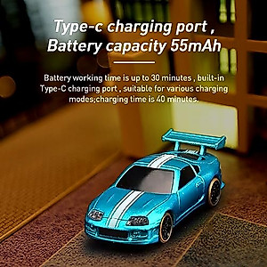 havcybin 1:76 Turbo Racing Scale RC Sport Car, Table Racing Remote Control Mini Model Car Full Proportional RTR Kit Toys (C63-1-blue)