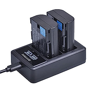 Batmax 2Pcs 2650mAh LP-E6 LP-E6N Battery + LED Dual Charger for Canon EOS R, R5, R6, Ra, XC10, XC15, 5D Mark II/III/IV, 5DS, 5DS R, 6D, 6D Mark II, 7D, 7D Mark II, 70D, 80D, 90D,Blackmagic 4K/6K