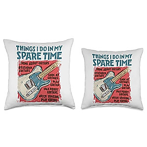 Guitarist Awesome Guitar Designs Guitar Things I Do in My Spare Time Funny Electric Guitarist Throw Pillow, 16x16, Multicolor