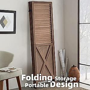 Room Dividers and Folding Privacy Screens Room Divider 5.6 FT Tall, Wood Room Divider Wall Folding Screen,4 Panel Room Divider Wall 16" Wide Panel,Brown