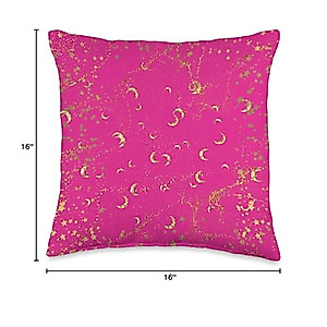 Bee Kind and Compassionate Moon and Stars, Gold, Men, and Women, Birthday Gift Throw Pillow, 16x16, Multicolor