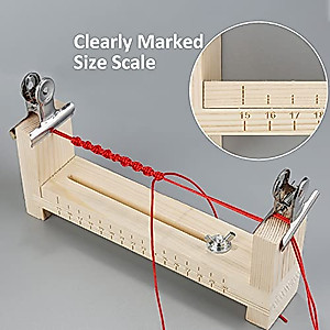 Sorandy Wood Bracelet Jig, Bracelet Braiding Tool, U Shape Paracord Bracelet Making Kit Hand Knitting Bracelet Jig with 2 Clamp for DIY Crafting, Clear Scale, Telescopic Adjustment