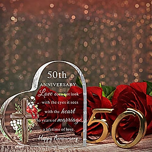 50th Wedding Anniversary Years Gifts Years of Marriage Gift Wedding Anniversary Heart Marriage Keepsake Decoration Gift for Couple Parent Women Mom Husband Wife