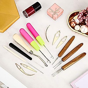 13 Pieces Dreadlocks Tool Set Includes 5 Pieces Latch Hook Crochet Needles, 3 Pieces Dreadlocks Crochet Hook and 5 Pieces Locking Hair Extensions Tool for Locs, Sisterlocks, Easyloc Hair
