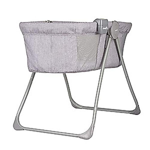 Evenflo Loft Portable Bassinet, for Boys & Girls, Bluetooth Speaker to play-music, soft-nightlight, Mesh Panels, Room-Temperature Monitor, 20-Pound Capacity, Gray Melange, 20.5” W x 4” D x 26.75” H