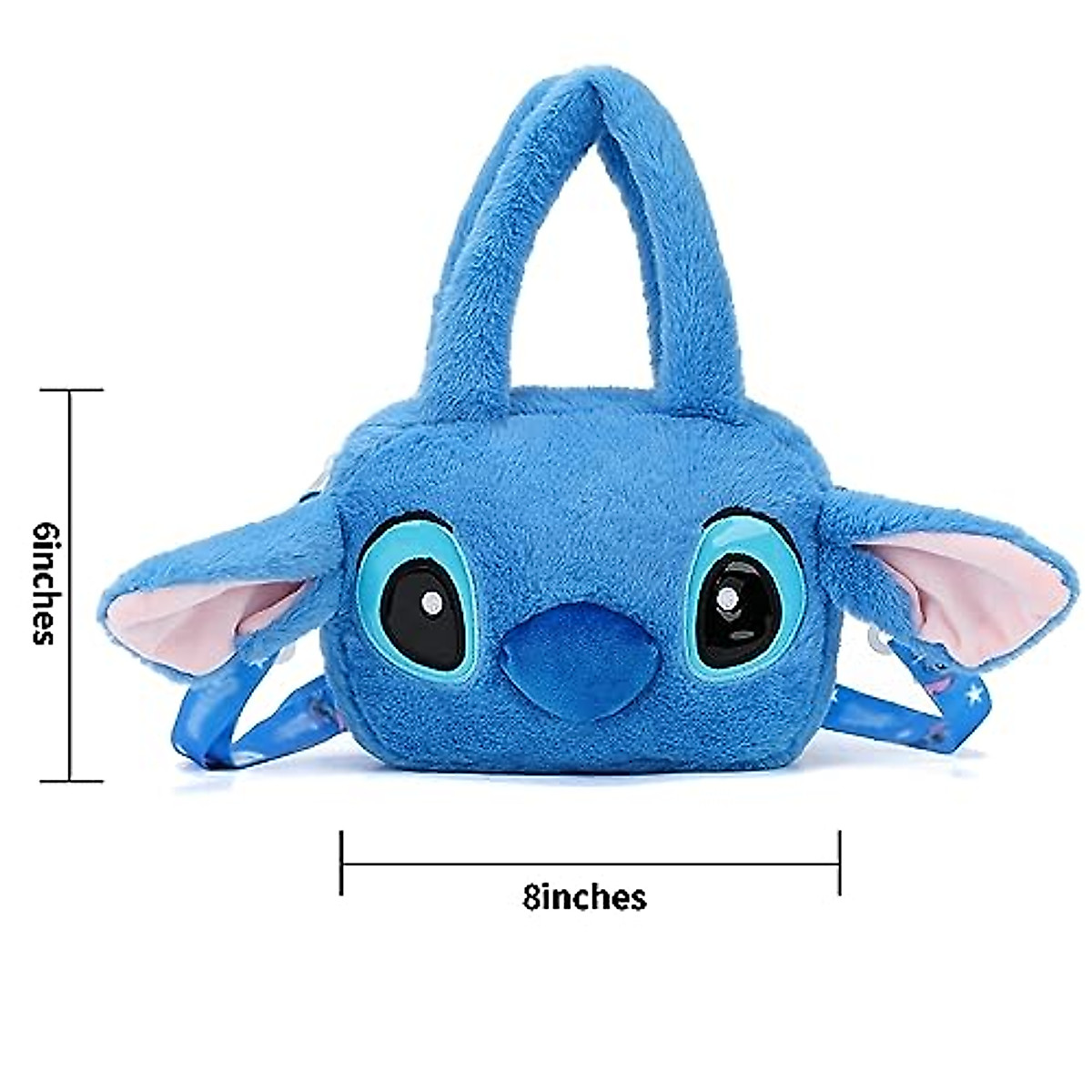 NanWind Stitch adjustable shoulder strap crossbody bag, zippered handbag. Stitch plush animal soft doll, cute children's gift (blue)