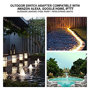 Smart Outdoor Plug, Smart WiFi Outdoor Plug Compatible with Alexa, Google Home and IFTTT, 2 Outlets, Timer and Remote Control, IP55 Waterproof, Smart Outdoor Switch with Energy Monitoring - Black