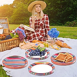 50 PCS Mexican Serape Fiesta Oval Paper Plates 11" Large Disposable Colorful Stripes Mexico Platters, Dish Tray for Mayo Fiestas Dance Pinata Mexico Taco Colorful Ponchos Dinner Party Tableware