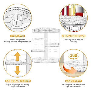 BuySShow 360 Rotating Makeup Organizer, DIY 7 Adjustable Layers spinning Cosmetic Organizer Large Capacity Make Up Organizers and Storage (Pink)