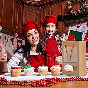 12 Pcs Brown Paper Gift Bags with Transparent Window, 9.84"x7.0"x5.12" Kraft Shopping Bags with Handles for Present, Festivals Party