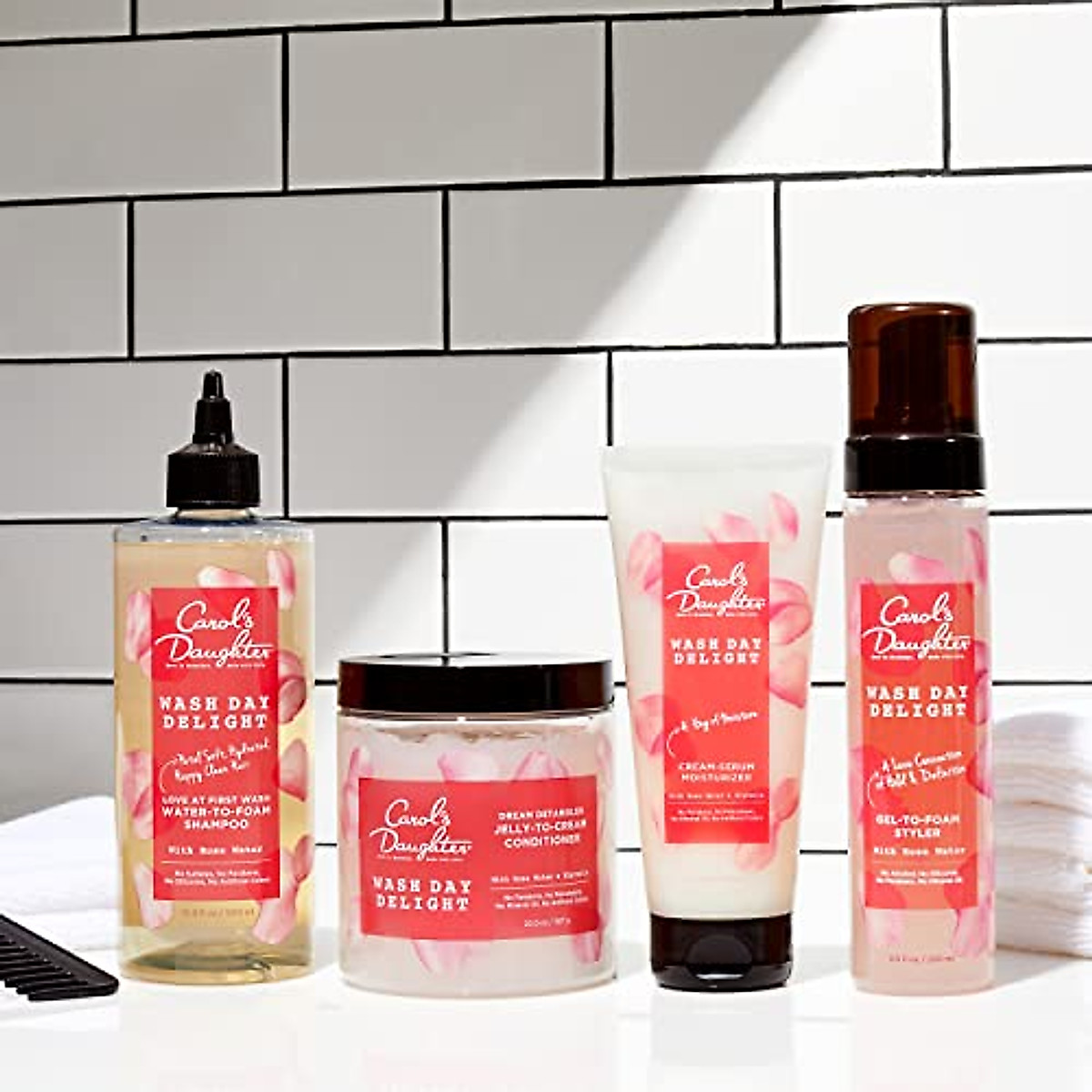 Carol's Daughter Wash Day Delight Cream Serum Moisturizer for Curly Hair, Anti-Frizz, Made with Rose Water and Glycerin, 6.8 Fl Oz