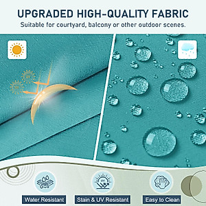 downluxe Outdoor Chair Cushions Set of 2 for Patio Furniture, Waterproof Tufted Overstuffed Patio Furniture Cushions, Memory Foam Outdoor Seat Cushion, 19" X 19" X 5", Teal