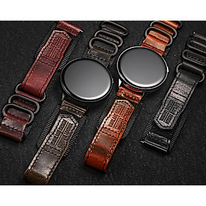 DAVILANE Compatible with Samsung Galaxy Watch Bands,20mm Quick Release Leather Nylon Watch Strap for Galaxy Watch 6 Classic 47mm 43mm/6 44mm 40mm/5 40mm 44mm/5 Pro 45mm etc.