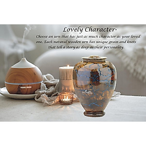 Handmade Rosewood Cremation Urn for Human Ashes Adults Male Female – Lichtenburg Figure Resin Burial Funeral Round Keepsake Memorial Urns (Blue Resin, Medium Ashes Holding Capacity 120 Cubic Inches)