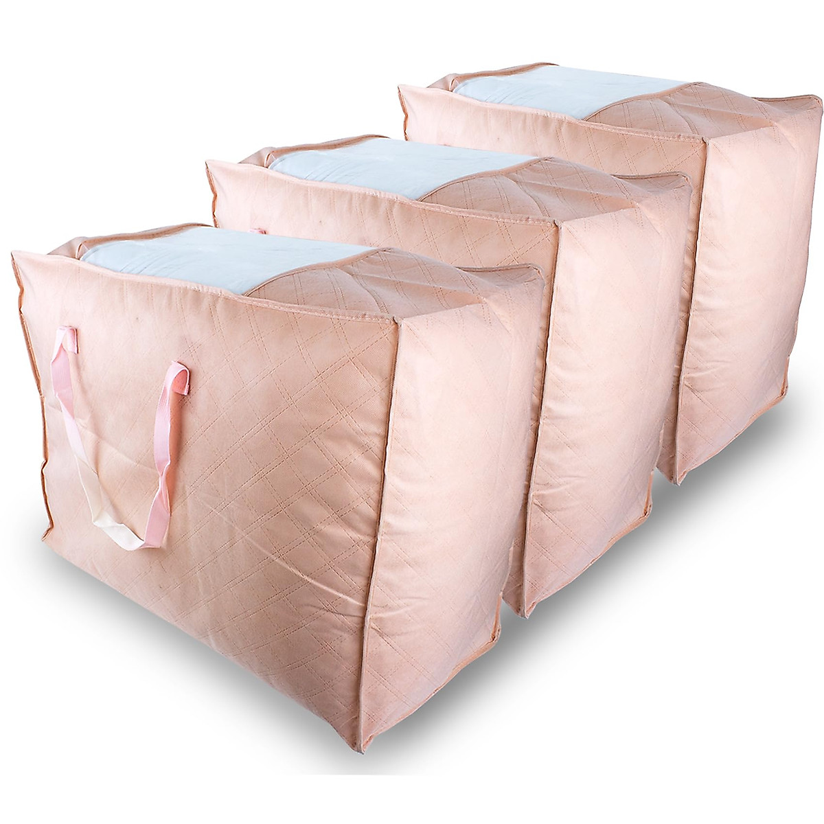 3PCS 130L Blanket Storage Bags, Large Capacity Closet Organizers and Storage with Reinforced Handle, Storage Bag Organizer for Clothes,Comforters, Blankets, Bedding