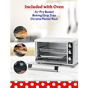 Betty Crocker Air Fryer Convection Toaster Oven, Multifunction 6-Slice Toaster and Air Fryer Oven, 0.8 Cu. Ft. 6 Slice Capacity AirFryer Toaster Oven Combo, 7 Function Convection Oven, White