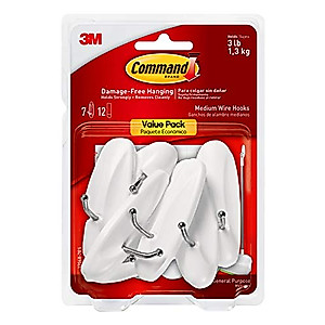 Command Medium Wire Hooks Value Pack, 7 hooks, 12 strips