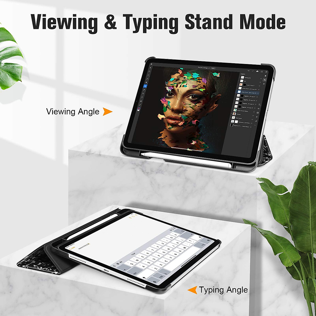 Fintie Case for iPad Air 11-inch M2 (2024), iPad Air 5th / 4th Generation (2022/2020) 10.9 Inch - SlimShell Hard Protective Back Cover with Pencil Holder, Composition Book