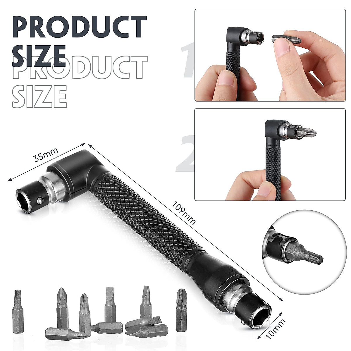 14 Pcs Flexible Drill Bit Extension Set 1/4 Inch Hex Shank Bendable Drill Bit Extension 105 Right Angle Drill 90 Right Angle Screwdriver Bits 10 Short Screwdriver Bits Electric Hand Tool