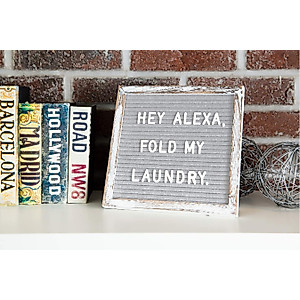 Letter Board 10x10 Rustic Gray | +690 PRE-Cut Letters +Stand +Upgraded Wooden Sorting Tray | Farmhouse Felt Letterboard with Cursive Words, Letter Boards, Word Board, Message Board, Changeable Sign