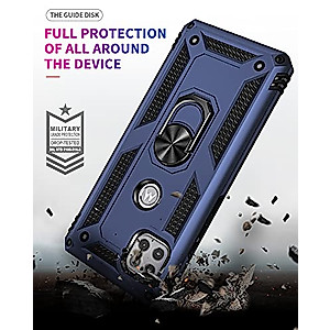 Military Grade Drop Impact for Moto One 5G Ace Case Motorola One 5G Ace G 5G Case 360 Metal Rotating Ring Kickstand Holder Armor Heavy Duty Shockproof Case for One 5G Ace Phone Case (Blue)
