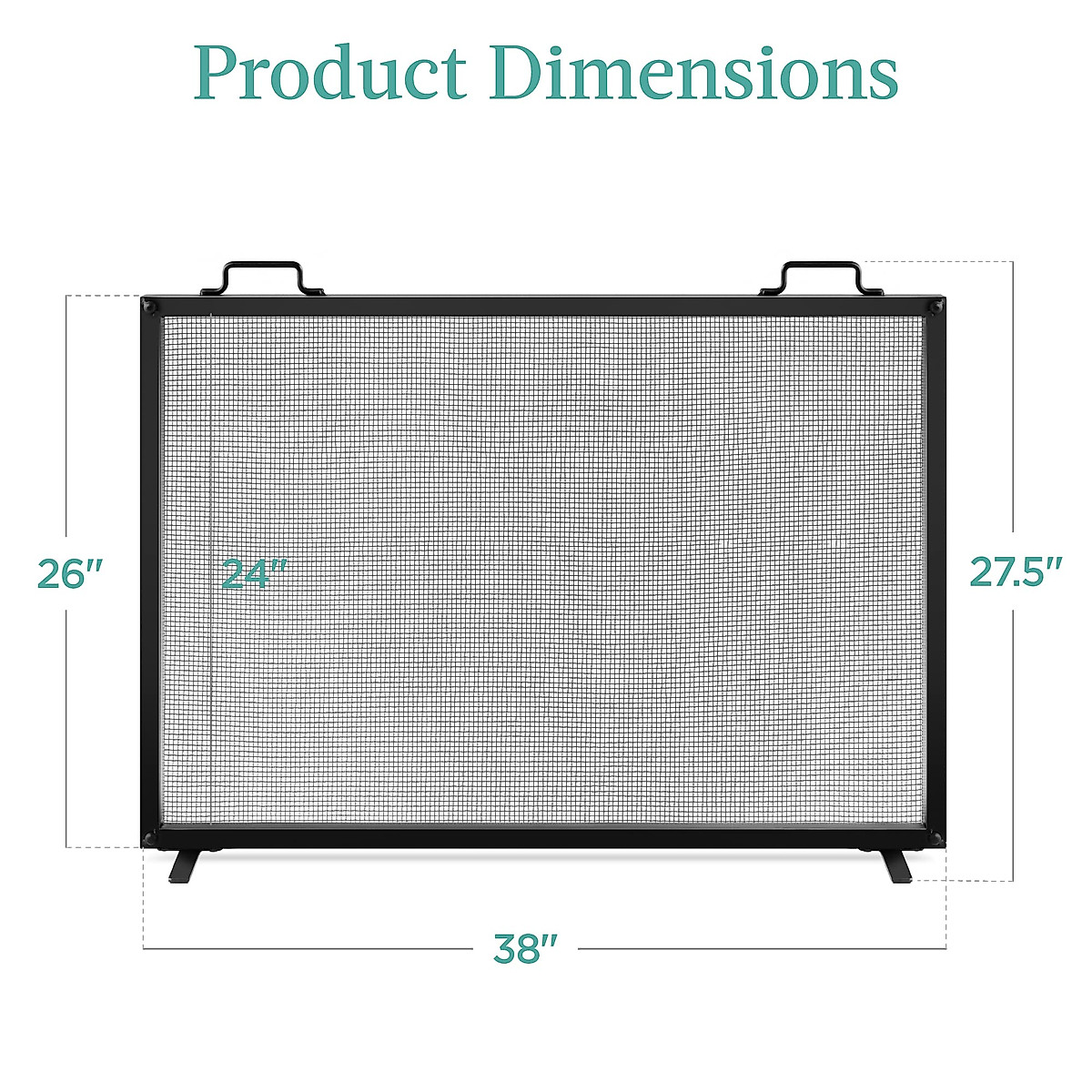 Best Choice Products 38x27in Single Panel Fireplace Screen Handcrafted Steel Mesh Spark Guard for Living Room, Bedroom Décor w/Handles - Black