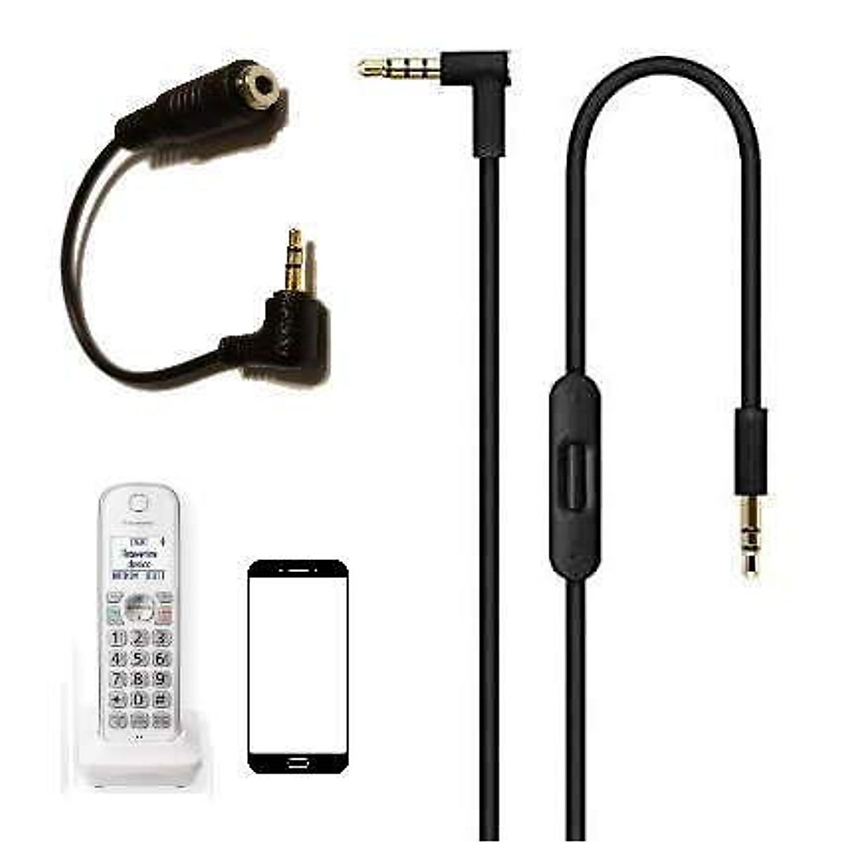 Multi-Application Headphone Cable Cord Wire Pack Set for iPhone, Panasonic Cordless Handset & Smartphones Compatible with Beats, Sony, Anker, Mpow, Cowin & Others with 3.5mm Jack