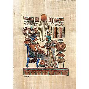 NileCart Collection of 4 sheets Egyptian papyrus paintings Original Hand Painted Papyrus Paper Ancient Egyptian size 9x13 in. handmade in Egypt. (Kings & Queens Collection)