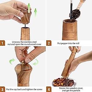 Wood salt and pepper grinders set, pepper Mill with Adjustable Coarsenesssalt and pepper grinder shaker Tableware Gifts,Father's day gift