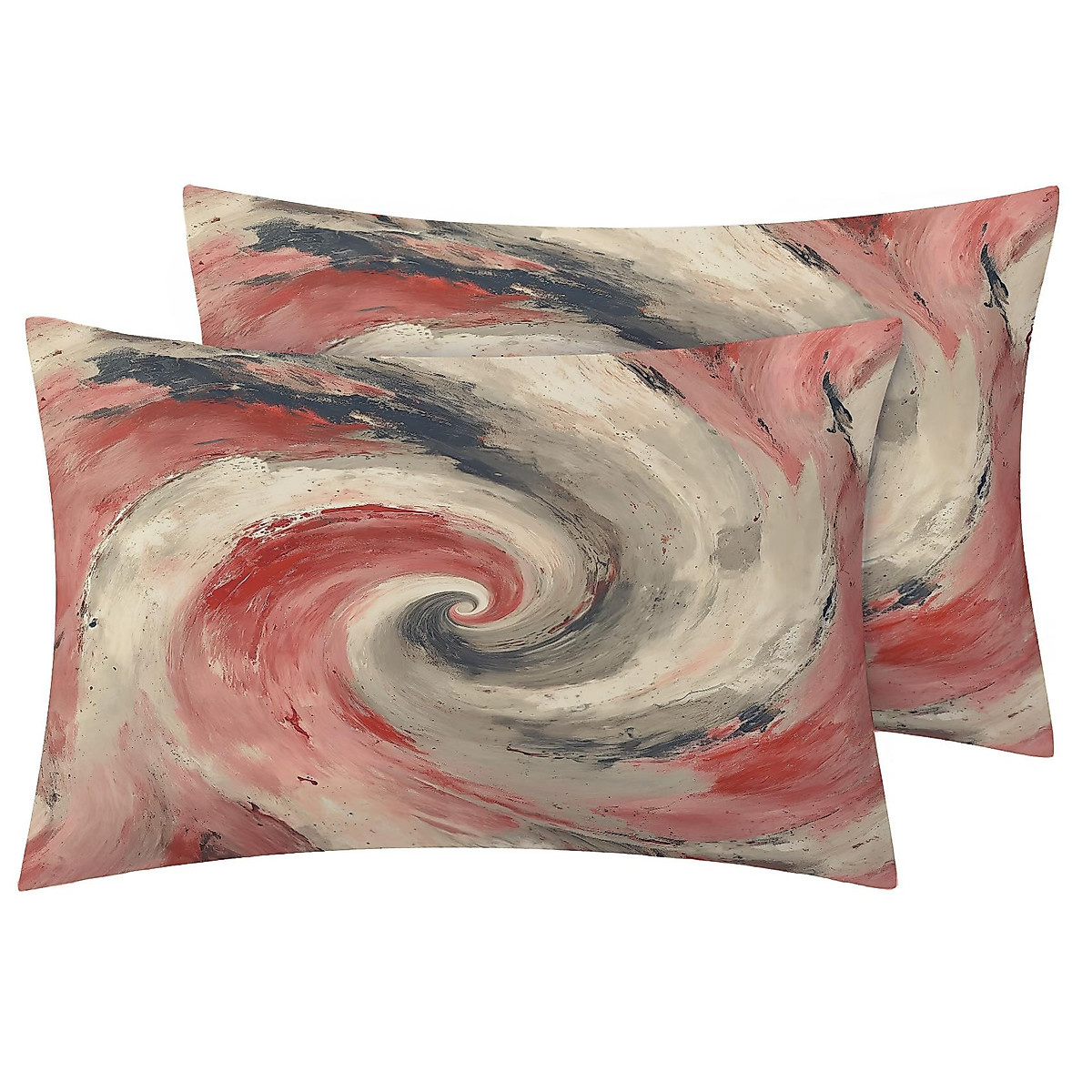 FJWXCBD Abstract Swirl Duvet Cover Full Size, Red and Beige Pattern Bedding Set 3 Piece for Bedroom Decor, Modern Artistic Duvet Cover & 2 Pillow Shams, with Zipper & Ties, Super Soft Microfiber