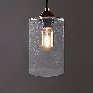 Skelang Clear Glass Shade, Light Shade with Crackle, Lampshade with 1-5/8" Fitter, Cylinder Replacement Shade for Pendant Light, Wall Sconce, Vanity Light, Table Lamp, Pack of 3