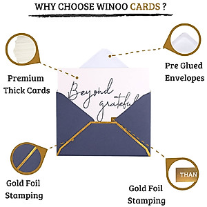 Navy Beyond Grateful Thank You Cards with Envelopes - 36 PK - Navy Thank You Notes with Gold Foil Letterpress 4x6 Inches Blank Note Cards for Business Graduation Wedding Baby Shower Funeral Sympathy