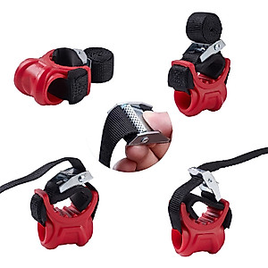 ASENDIWAY 6Pcs/Set Bike Rack Hitch Mount Bicycle Car Bike Rack Strap Replacement Cradles Cargo Carrier Spare Hooks with Rubber Straps 1-1/4"&2" Bike Rack PartsTruck Hitch Red&Black Tie-Down Straps