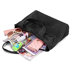 ZOOEASS Women Fashion Large Tote Shoulder Handbag Waterproof Tote Bag Multi-function Nylon Travel Shoulder (New Black)