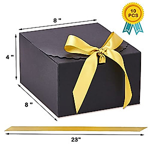 WholeMy Black Gift Boxes 10 Pack 8x8x4 Inches, Gift Boxes with Lids for Presents, Bridesmaid Proposal Box, Black Boxes for Gifts, Birthday, Wedding, Party Favors