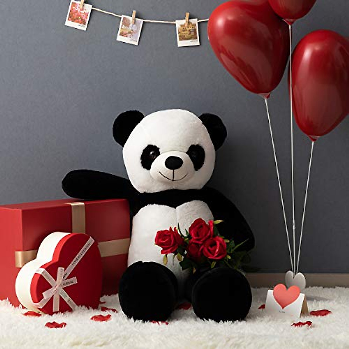 Simccppley Stuffed Animal Classic White and Black Soft Plush Bear Toy 32 Inch