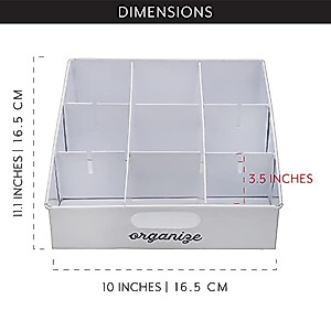 AuldHome Enamelware Farmhouse Snack Caddy (White); Rustic Countertop Storage Container with Dividers