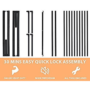 MKDLUFEI 18 Inch High Twin Bed Frames No Box Spring Needed Twin Bed Frames with Large Storage Space, Sturdy and Durable Noise-Free Twin Size Bed Frames,Black