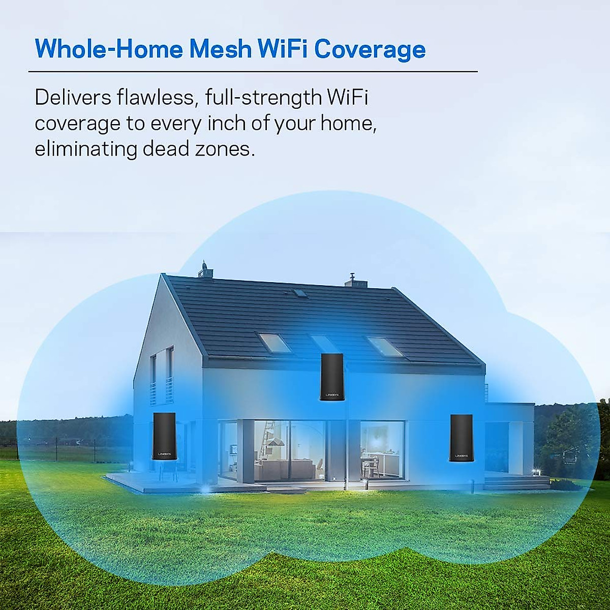 Linksys Velop Whole-Home Mesh WiFi System (Mesh Router for Whole-Home WiFi Mesh Network), 2-Pack, Black (MC2400)