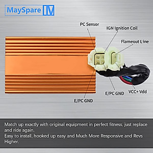 MaySpare 6 Pins DC CDI Box Variable Timing Performance For GY6 4-Stork Engine 125cc 150cc 250cc No Rev Limit