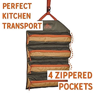 Kelty Chef Roll – Kitchen Basics Organization Kit for Cooking Tools, Knives, Deep Zippered Pockets, Rollup Storage