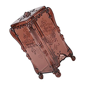 Cotton Pad Holder, Large Capacity ABS, Cute Design, Cotton Dirt Free Makeup Box for Bedroom (Transparent Coffee)