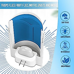 Flying Insect Trap, Indoor Plug-in Fly Trap for Home, Mosquito Killer Indoor Gnat Moth Catcher with Night UV Light, Mosquito Attractant Fly Bug Zapper for Home, Office (1 x Trap & 4 x Refills)