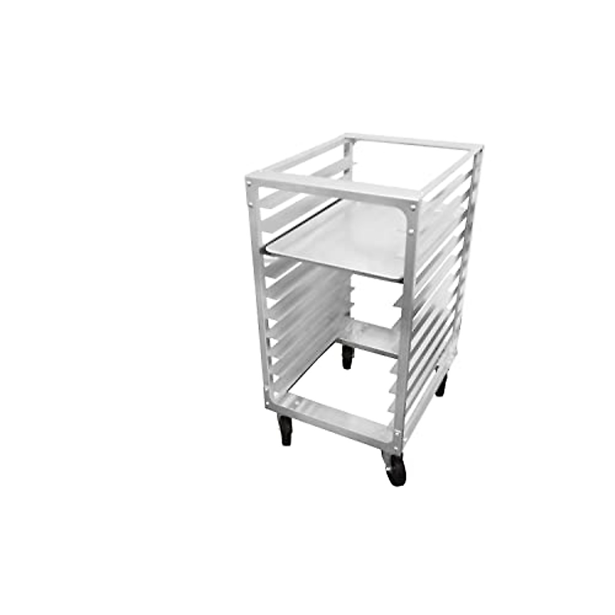 SHOPCraft 10 Tier Bun Pan Rack, Commercial Aluminum Speed Rack With Heavy Duty Plate Casters And Non-Marking Polyolefin Wheels, Food Service Sheet Pan Rack