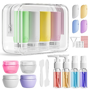 Muslish 21 Pack Leak Proof Silicone Travel Bottles Set, TSA Approved Containers for Toiletries, Travel Size Accessories and Shampoo Conditioner Bottles with Toiletry Bag (BPA Free)