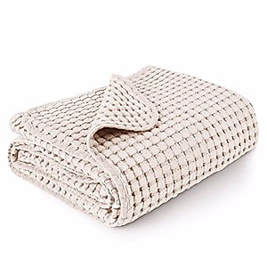 Konssy Waffle Baby Blankets, Nursery Blankets for Boys Girls, Swaddle Blankets Neutral Soft Lightweight Toddler and Kids Throw Blankets(Oat)
