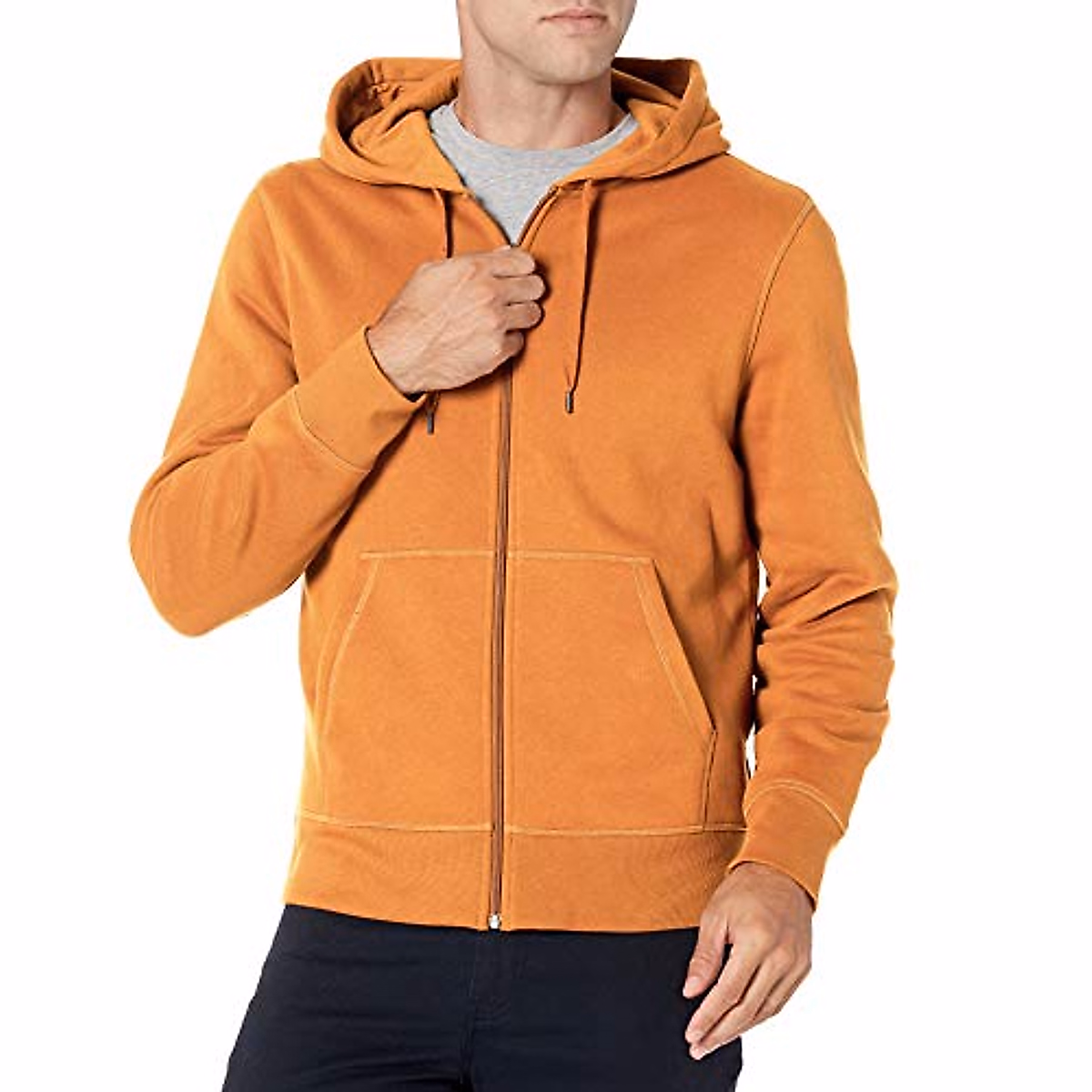 Amazon Essentials Men's Full-Zip Hooded Fleece Sweatshirt (Available in Big & Tall), Nutmeg, Large